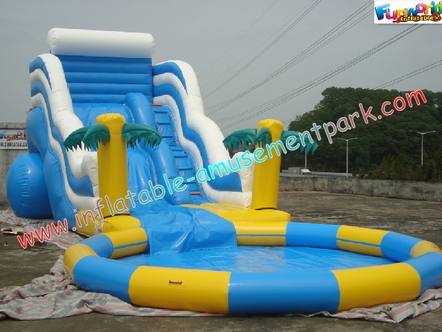 Waterproof Outdoor Inflatable Water Slides , Commercial Water Pool Slide