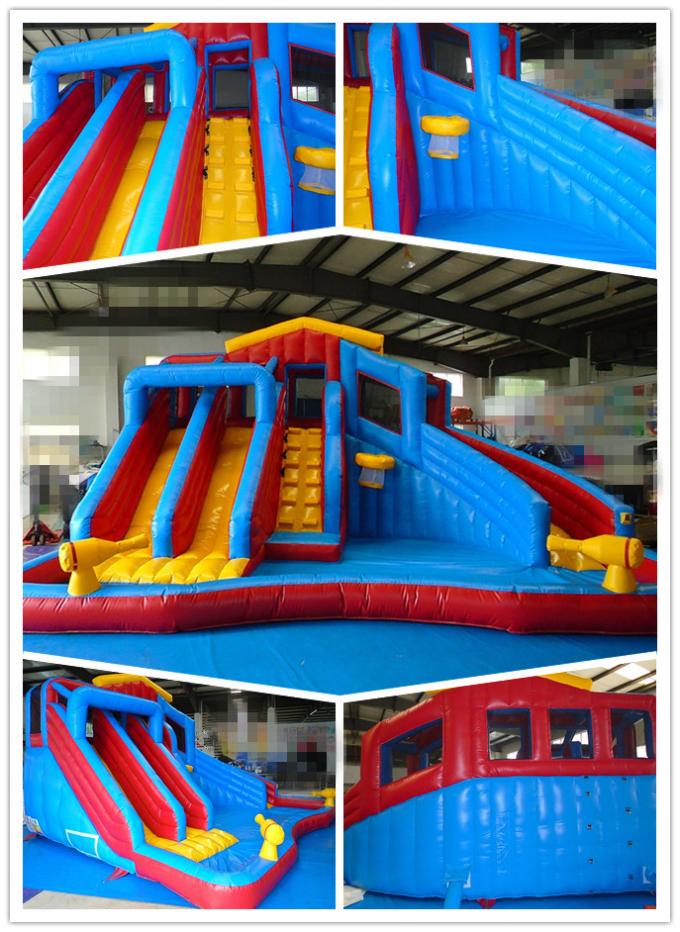 Popular Outdoor Inflatable Water Slides , Inflatable Jumping Slide With ...