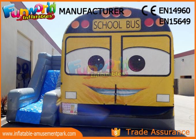 Customized Interactive Inflatable Bouncer Slide School Bus Shaped