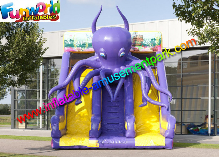 Commercial Inflatable Purple Octopus Slide , Giant Dual Dry Slide For ...