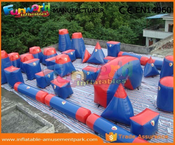 0.6MM PVC Tarpaulin Inflatable Paintball Arena For Bunker Red And Blue ...