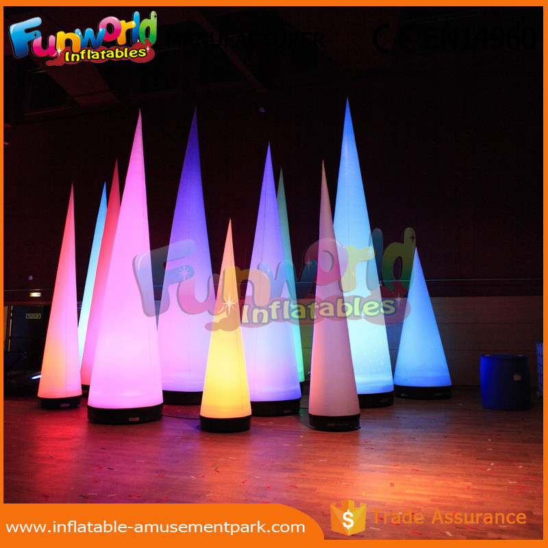 3m Height Oxford Inflatable LED Lighting Cone For Event / Party Decoration