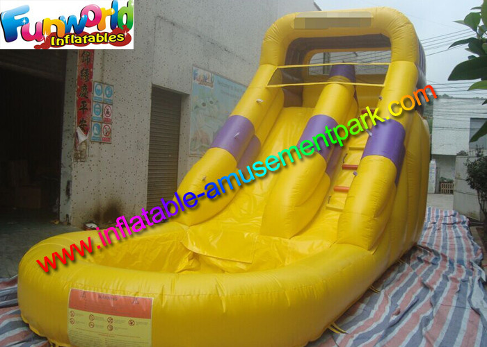 Custom Yellow Kids Outdoor Inflatable Water Slides Combo With Pool