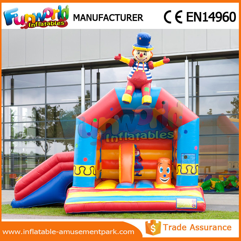Clown Red / Yellow Inflatable Bouncer Slide Mini Moonwalk Kids Jumping ...