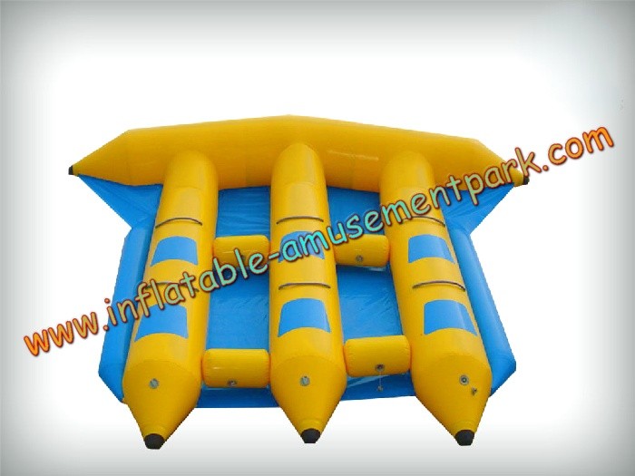 Funny 6 Persons Yellow Inflatable Boat Toys 0.9mm Pvc Tarpaulin